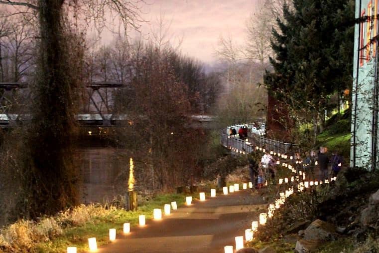Winter solstice luminary walk along the Snohomish River Trail ...